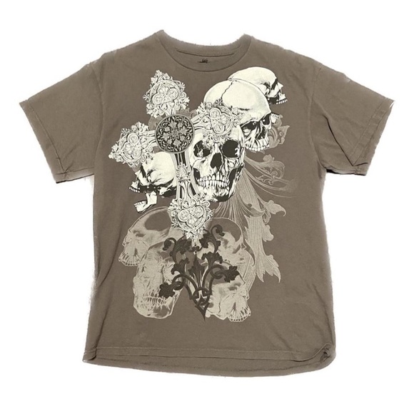 Shirts | Vintage Grudge Y2k Skull Cross Grey Tshirt Tagged Large | Poshmark